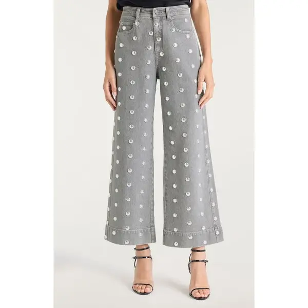Cinq À Sept Betsy Studded Flare Ankle Jeans - Lune/silver