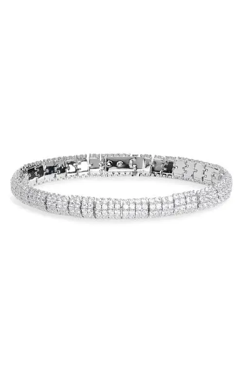 Nadri Crushed Pavé Dome Bracelet - Rhodium