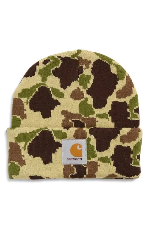 Carhartt Work In Progress Camo Duck Beanie - Camo Duck Jacquard Green