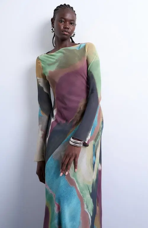 chinese dress ladies Modest Formal Glittery Abstract Dress 508 Grey main image 1