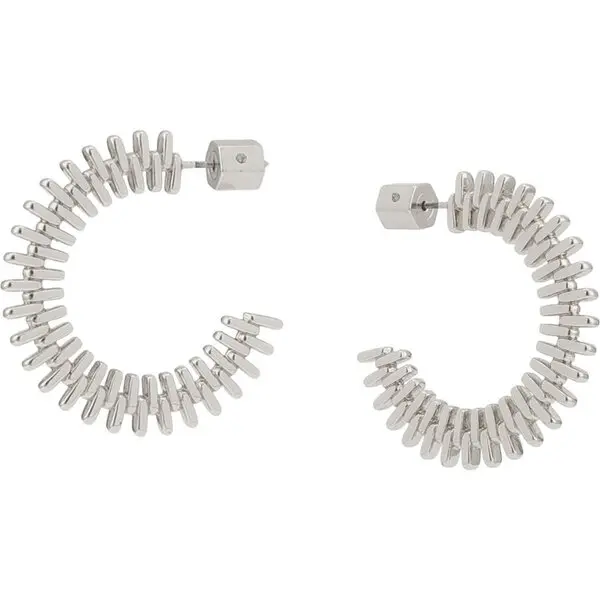 ALLSAINTS Zipper Tooth Hoop Earrings - Shiny Silver