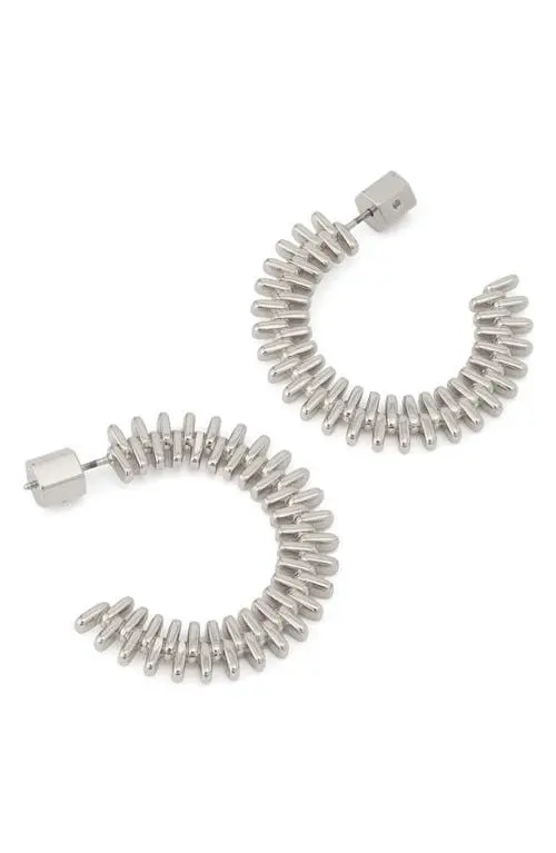 ALLSAINTS Zipper Tooth Hoop Earrings - Shiny Silver