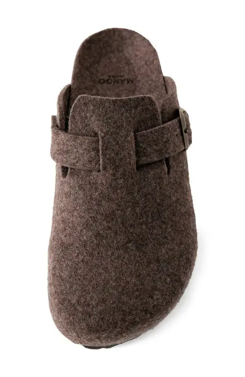 Mango Felt Clogs With Buckle - Medium Brown