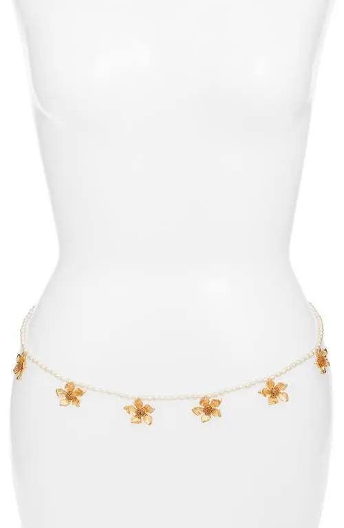 VIDAKUSH En Flower Freshwater Pearl Belly Chain - Gold