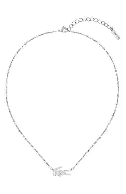 Lacoste Crocodile Chain Necklace - Silver