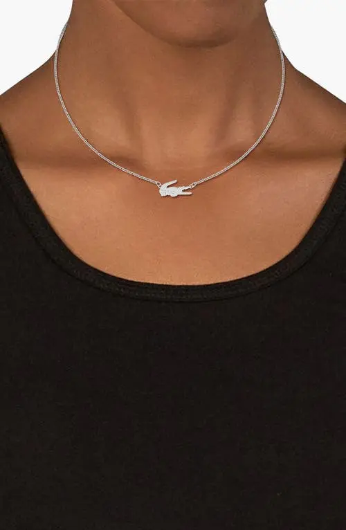 Lacoste Crocodile Chain Necklace - Silver