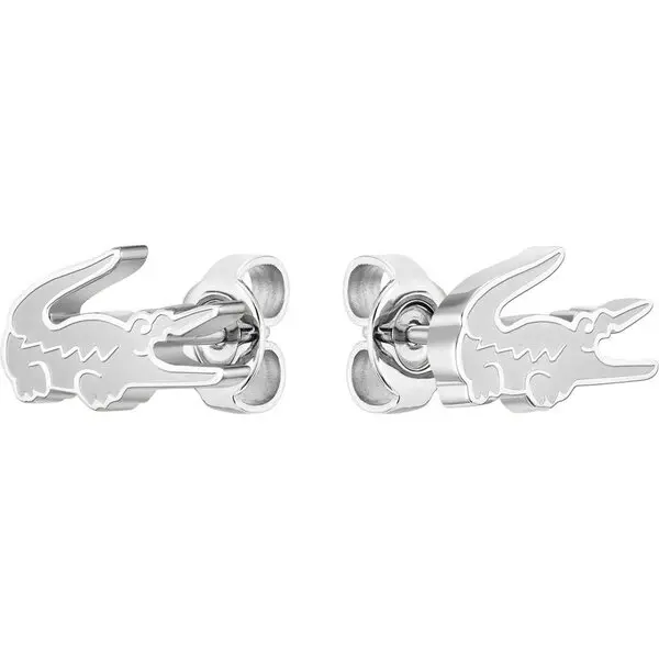 Lacoste Crocodile Stud Earrings - Silver