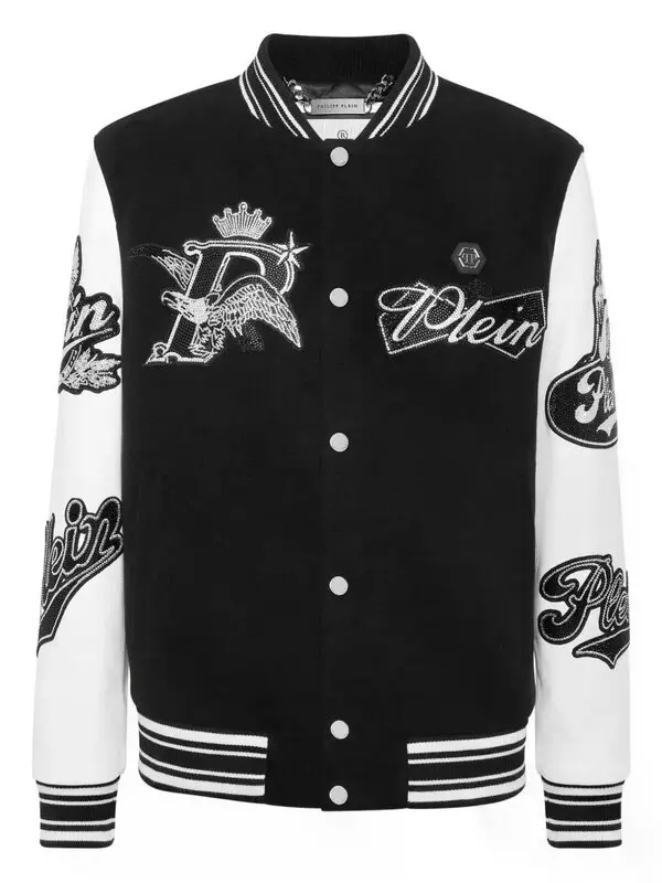 Philipp Plein Eagle-embellished Varsity Bomber Jacket