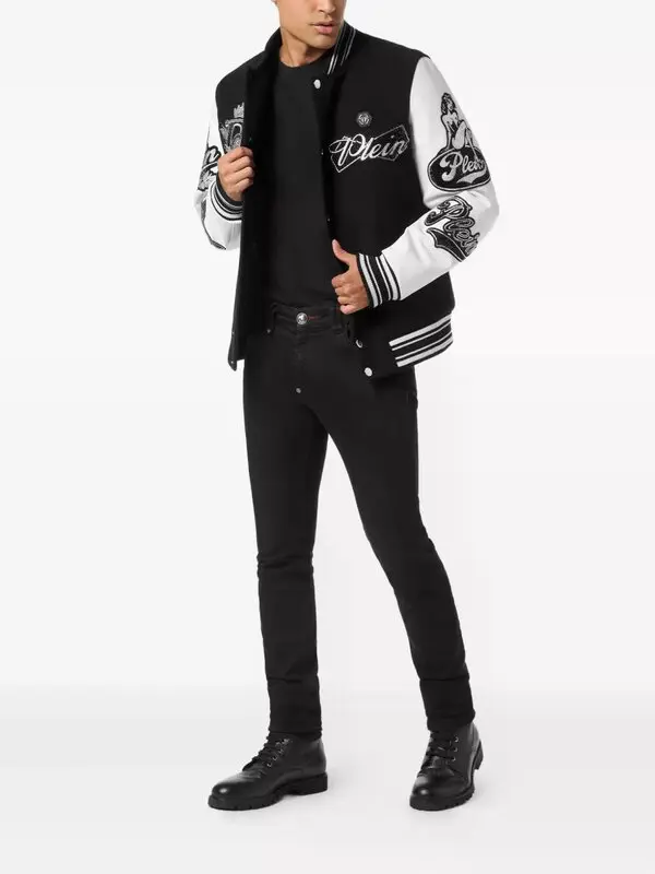 Philipp Plein Eagle-embellished Varsity Bomber Jacket
