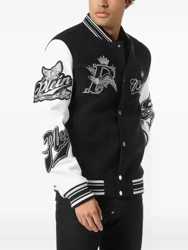 Philipp Plein Eagle-embellished Varsity Bomber Jacket