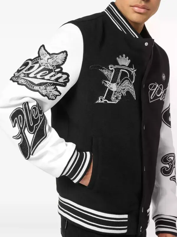 Philipp Plein Eagle-embellished Varsity Bomber Jacket