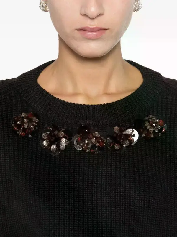 P.a.r.o.s.h Bead-embellished Crewneck Sweater - Brown