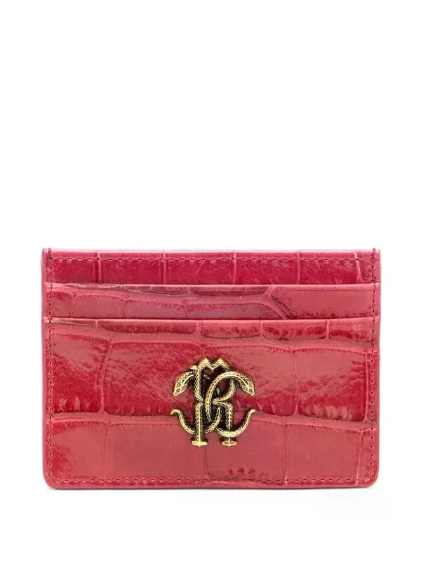 Roberto Cavalli Crocodile-effect Logo Card Holder - Pink