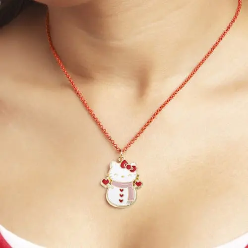 HELLO KITTY Snowman Pendant Necklace And Stud Earring Set