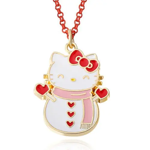 HELLO KITTY Snowman Pendant Necklace And Stud Earring Set