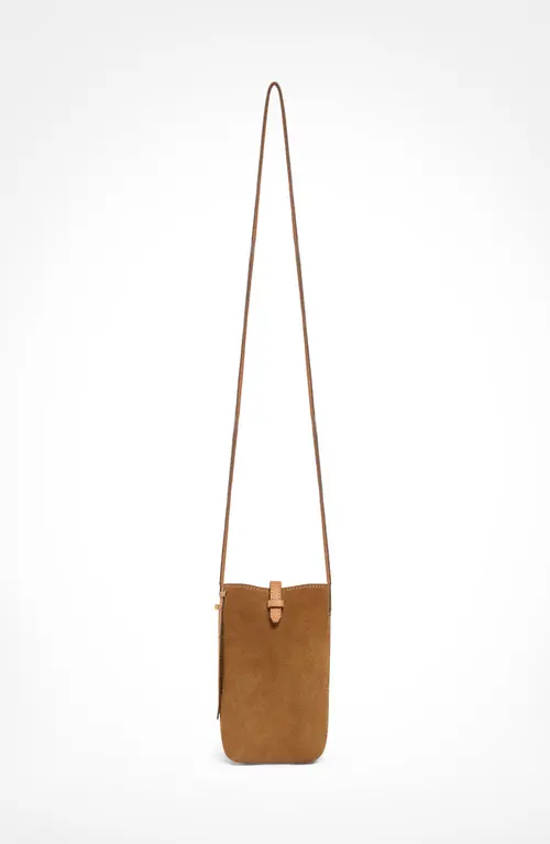 AVITEUR Suede Phone Pouch - Walnut