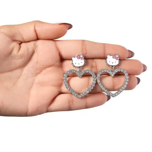 HELLO KITTY Heart Dangle Drop Earrings