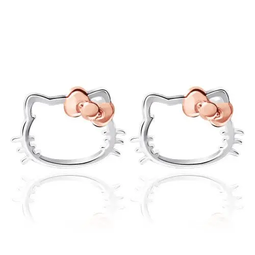 HELLO KITTY Sterling Silhouette Stud Earrings - Silver