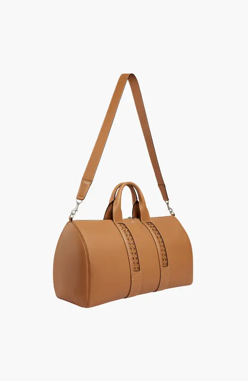 AVITEUR Leather Weave Duffle Bag - Walnut
