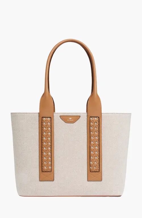AVITEUR Intreccio Weave Canvas Tote - Walnut