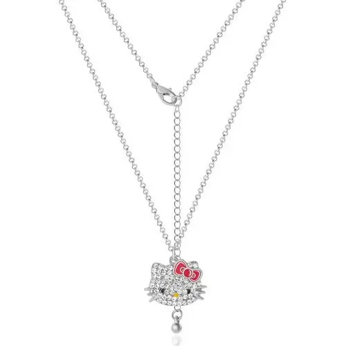HELLO KITTY Fashion Pave Crystal Necklace - Silver