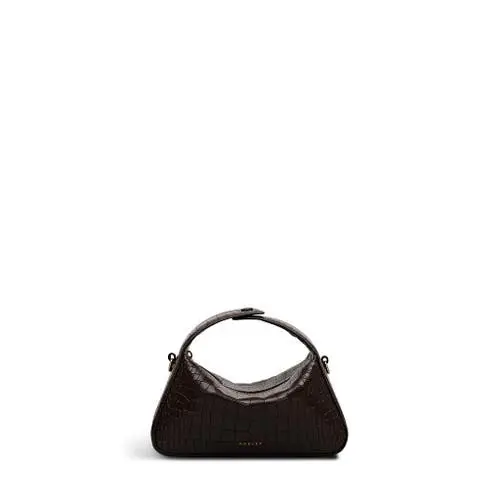 RADLEY De Beauvoir Faux Croc Ziptop Satchel - Dark Oak