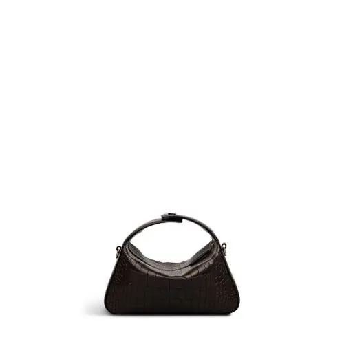 RADLEY De Beauvoir Faux Croc Ziptop Satchel - Dark Oak