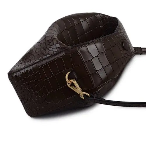 RADLEY De Beauvoir Faux Croc Ziptop Satchel - Dark Oak