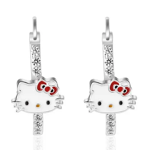 HELLO KITTY Cubic Zirconia And Enamel Hoop Earrings