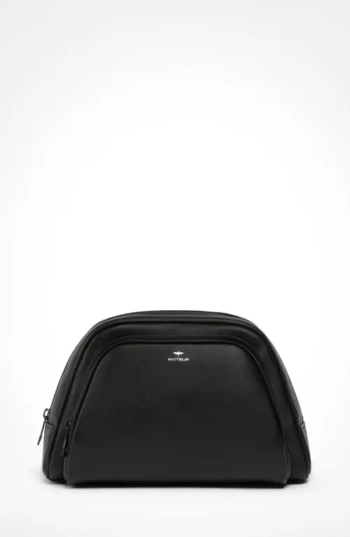 AVITEUR Necessaire Calfskin Zipped Toiletry Bag - Black