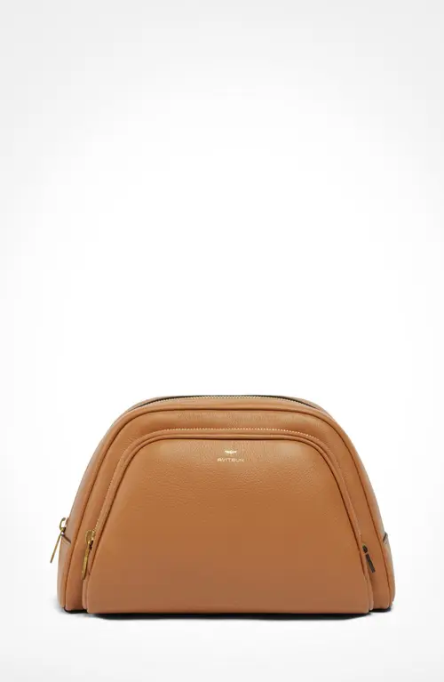 AVITEUR Necessaire Calfskin Zipped Toiletry Bag - Walnut