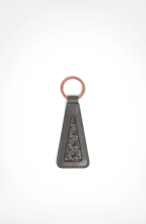 AVITEUR Paglia Di Vienna Weave Calfskin Keyring - Elephant Grey