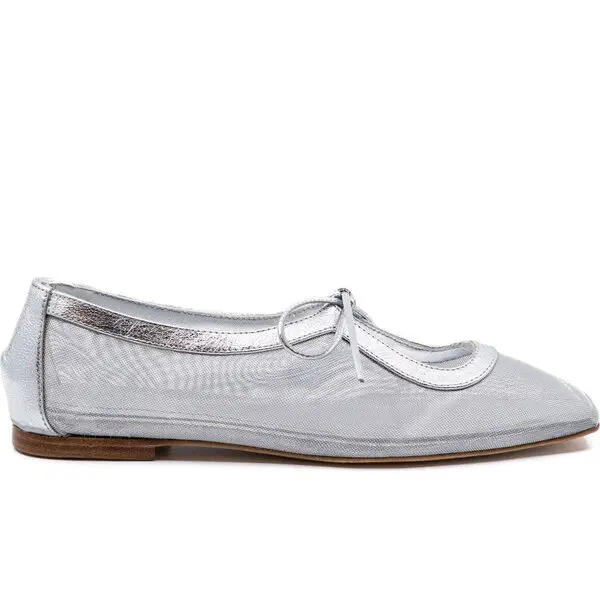 ANDREA GOMEZ Amelia Mesh Ballet Flat - Silver