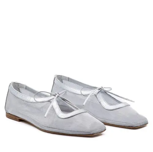 ANDREA GOMEZ Amelia Mesh Ballet Flat - Silver