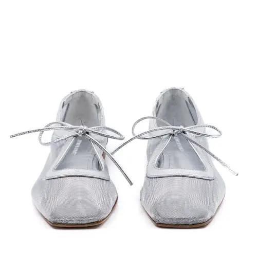 ANDREA GOMEZ Amelia Mesh Ballet Flat - Silver