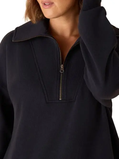 LIVE UNLIMITED Half Zip Cotton Fleece Sweatshirt