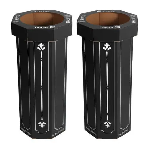 HAPPIMESS Fleur 25-gallon Classic Disposable Corrugated Cardboard Event Trash Can And Recycling Bin - Bridal Black