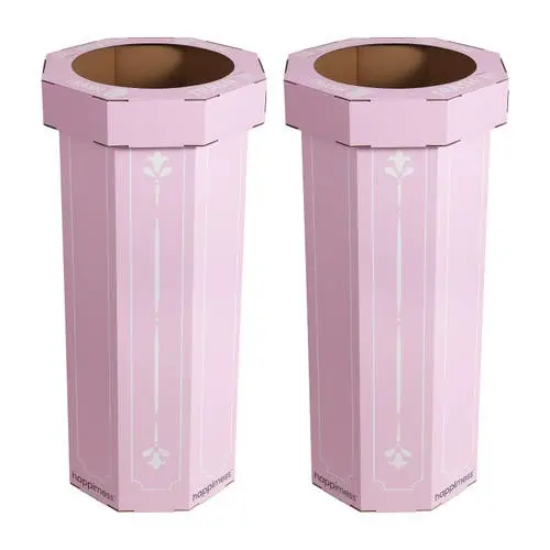 HAPPIMESS Fleur 25-gallon Classic Disposable Corrugated Cardboard Event Trash Can And Recycling Bin - Bridal Pink