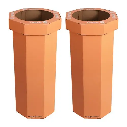 HAPPIMESS Fleur 25-gallon Classic Disposable Corrugated Cardboard Event Trash Can And Recycling Bin - Carrot Cake