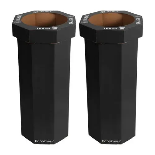 HAPPIMESS Fleur 25-gallon Classic Disposable Corrugated Cardboard Event Trash Can And Recycling Bin - Charcoal Black