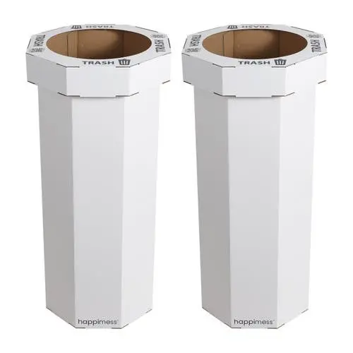 HAPPIMESS Fleur 25-gallon Classic Disposable Corrugated Cardboard Event Trash Can And Recycling Bin - Cotton White