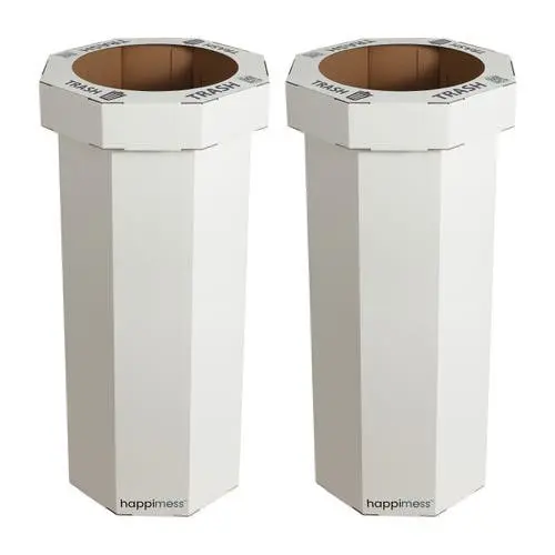 HAPPIMESS Fleur 25-gallon Classic Disposable Corrugated Cardboard Event Trash Can And Recycling Bin - Limestone Beige