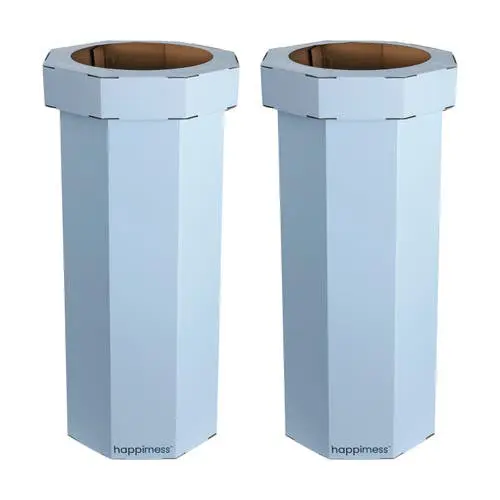 HAPPIMESS Fleur 25-gallon Classic Disposable Corrugated Cardboard Event Trash Can And Recycling Bin - Tide Pool Blue