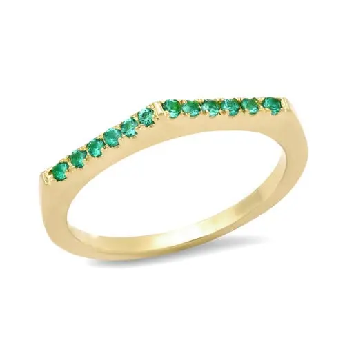 ELLIOT YOUNG 14k Stackable Pave Point Ring - Green