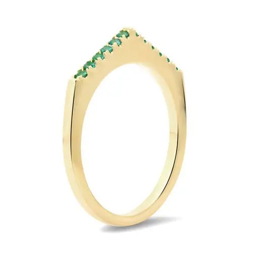ELLIOT YOUNG 14k Stackable Pave Point Ring - Green