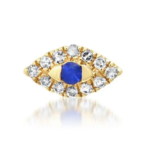 ELLIOT YOUNG Single Evil Eye Stud Earring With Sapphire And Diamonds