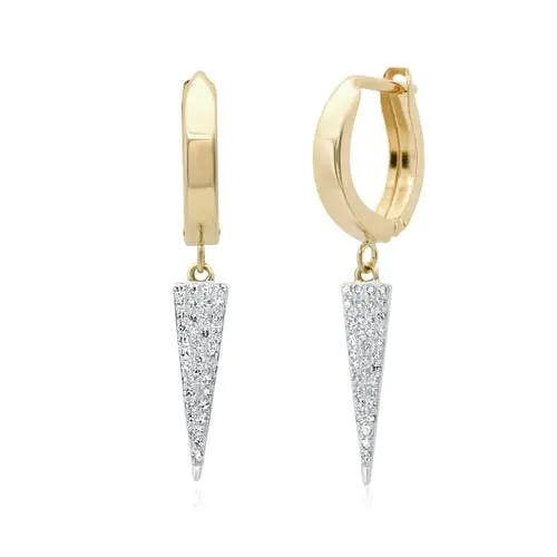ELLIOT YOUNG 14k Huggie Earrings With Diamond Triangles - Gold