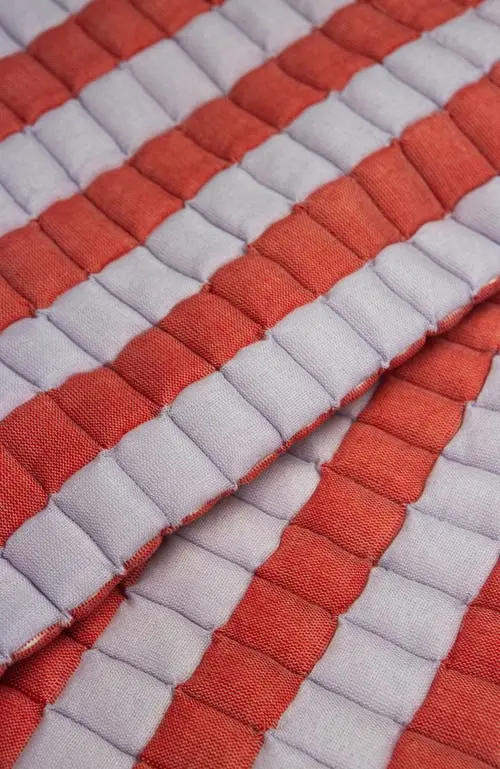 ARCHIVE NEW YORK Quilted Sujani Striped Throw Blanket - Red