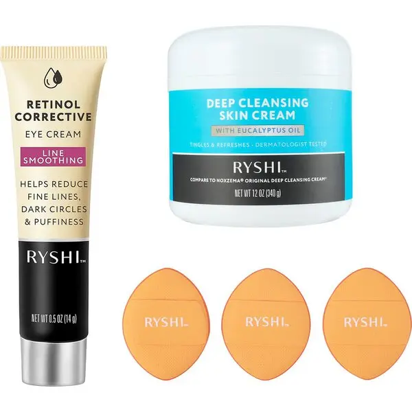 PURSONIC Complete Skincare & Beauty Bundle Retinol Corrective Eye Cream + Finger Beauty Blenders + Deep Cleansing Skin Cream - Multicolor