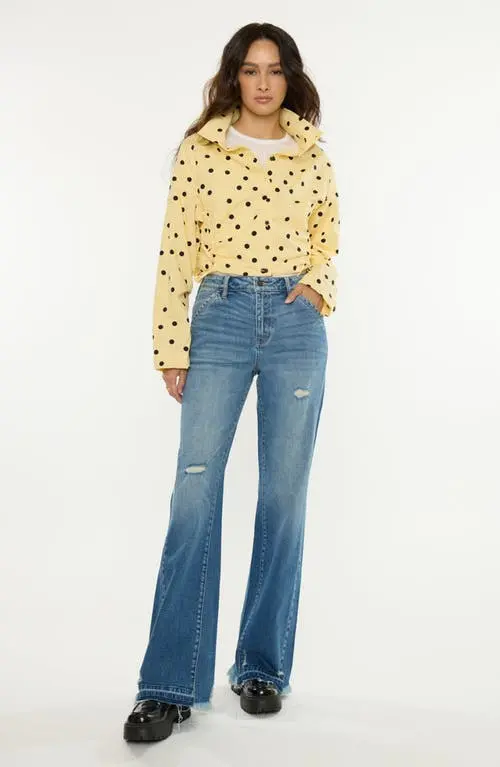 KANCAN Kayla High Rise Wide Leg Trouser Jeans - Medium Dark